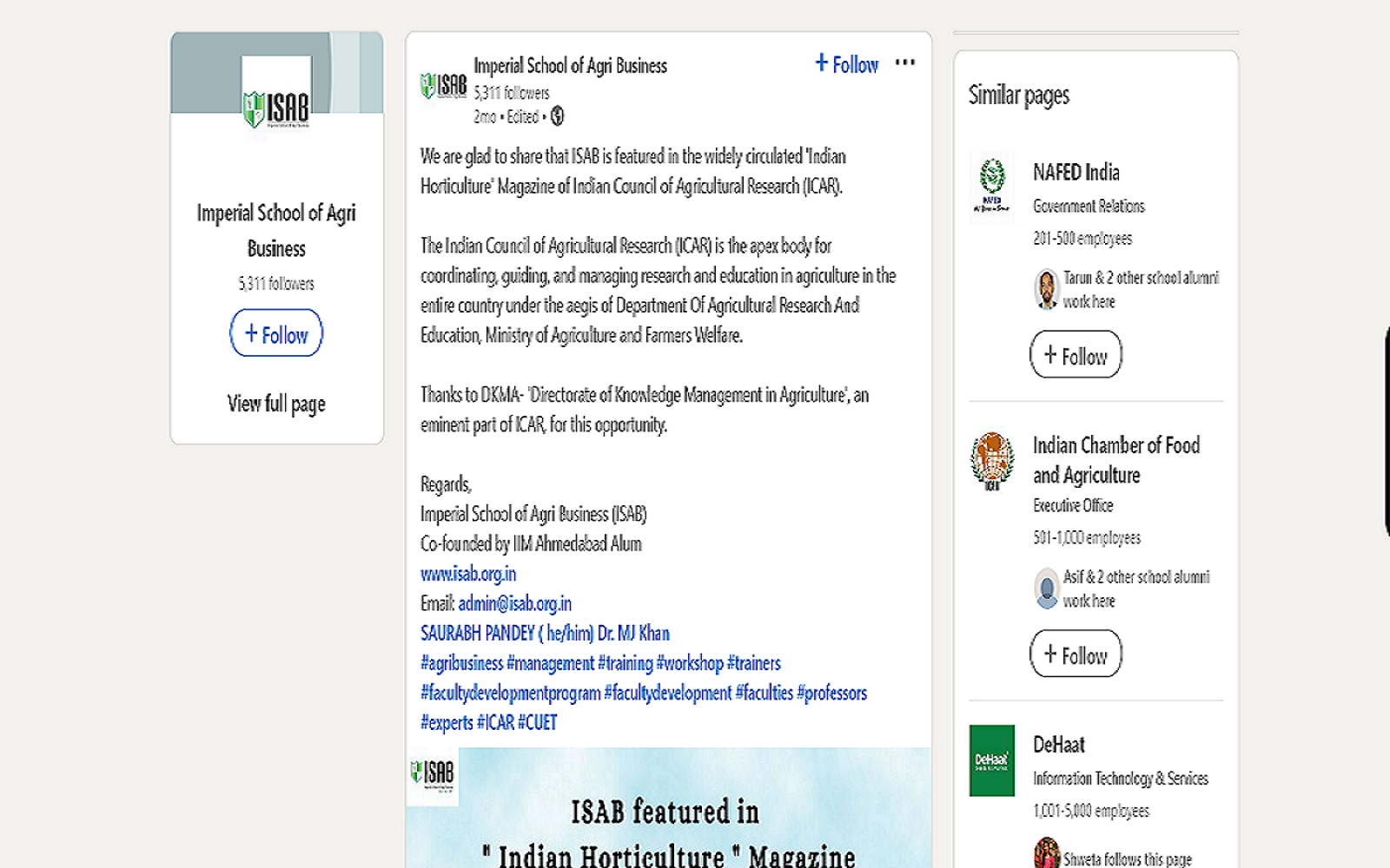 Social Media Presence | ISAB Greater Noida